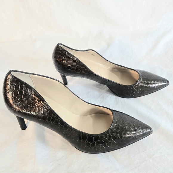 Ron White | Shoes | Ron White Cindy Pump Heels Brown Womens 38 Antique Croco Embossed Leather ...